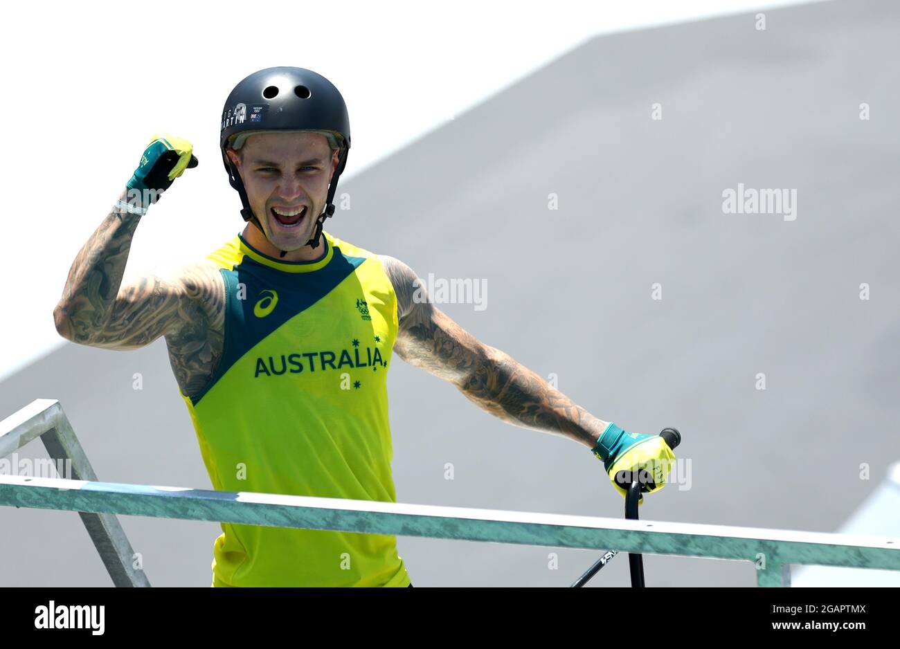 Tokyo, Japan. 1st Aug, 2021. Austrilia's Logan Martin celebrates after ...