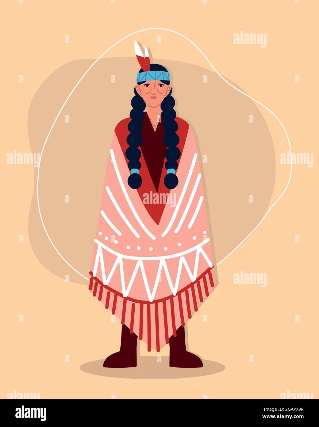 Old Native American Woman Cartoon