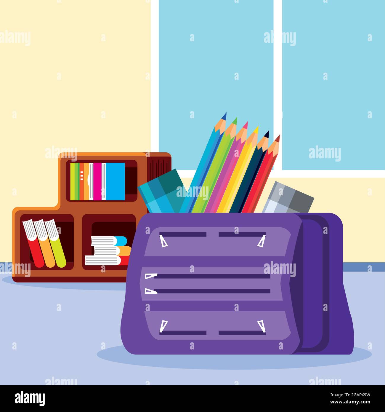 classroom books in shelf Stock Vector Image & Art - Alamy