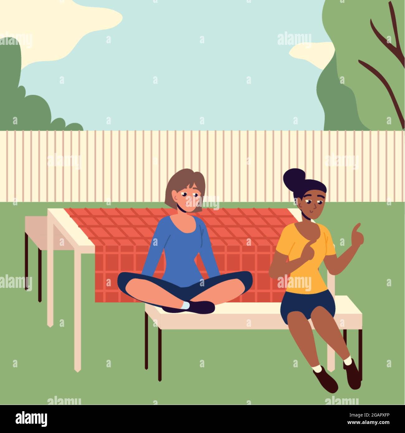 girls sitting on chair Stock Vector Image & Art - Alamy