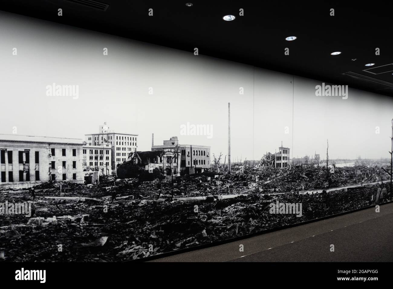 Hiroshima, Japan, 31/10/19.Photograph of destroyed Hiroshima city ...
