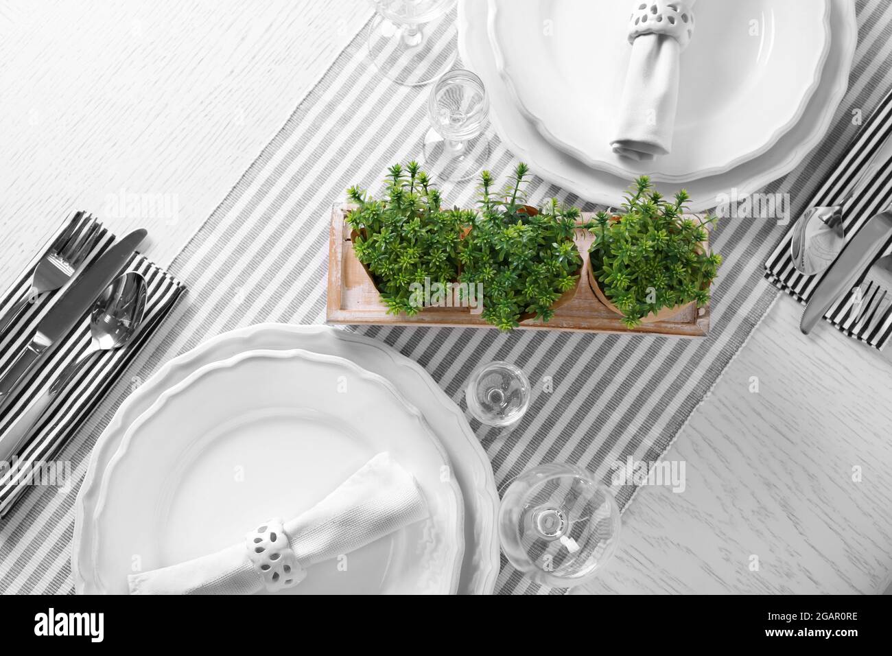 Beautiful table setting, close up Stock Photo - Alamy
