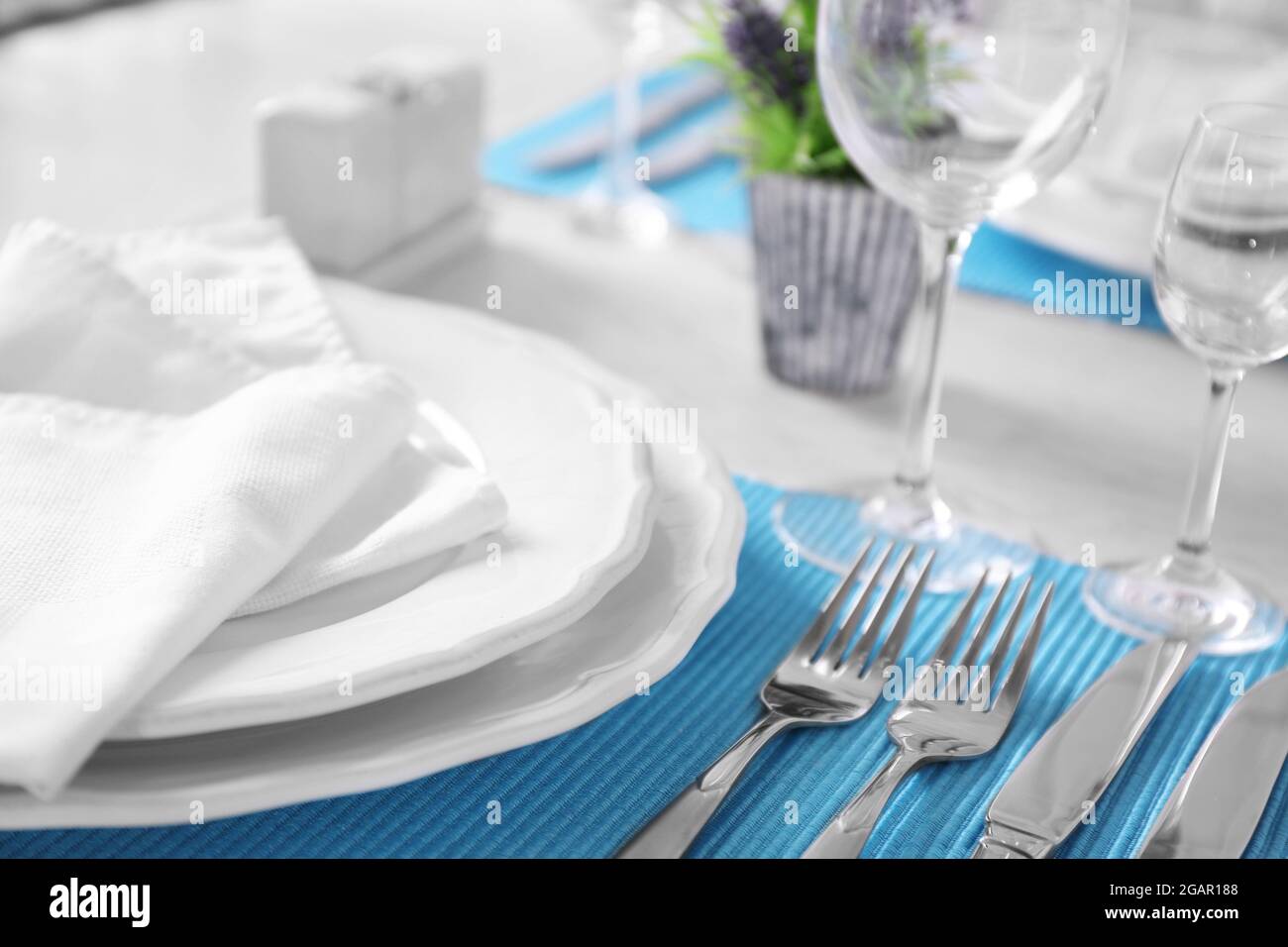 Beautiful table setting, close up Stock Photo - Alamy