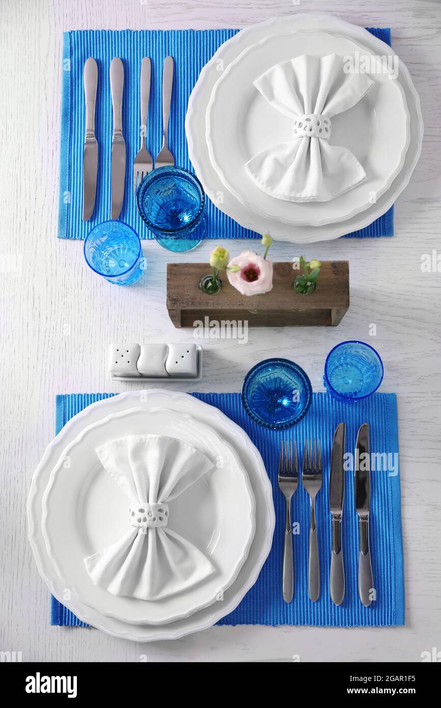Beautiful table setting, close up Stock Photo - Alamy