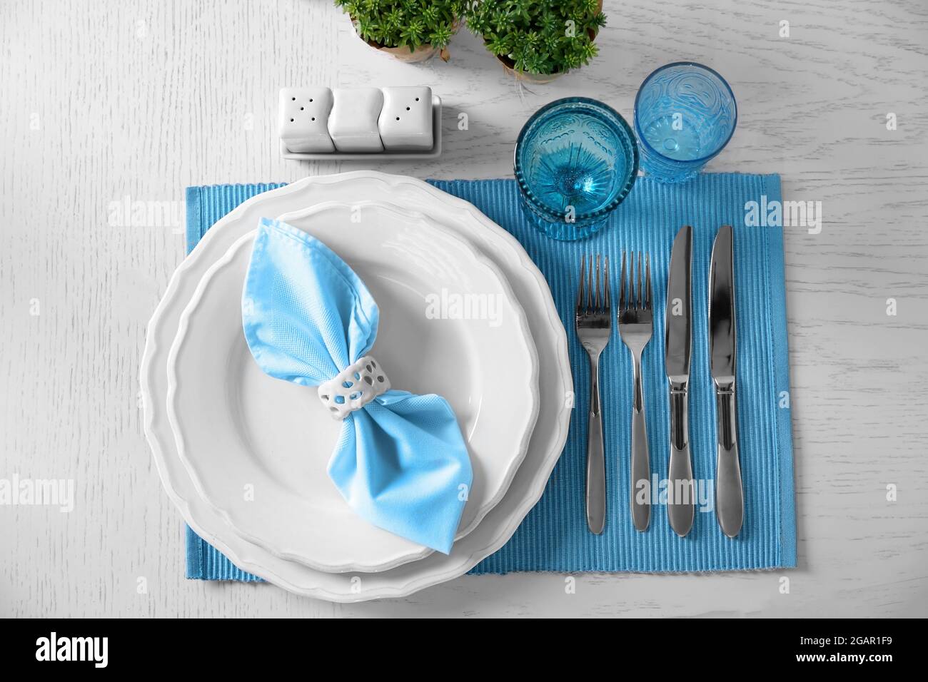 Beautiful table setting, close up Stock Photo - Alamy