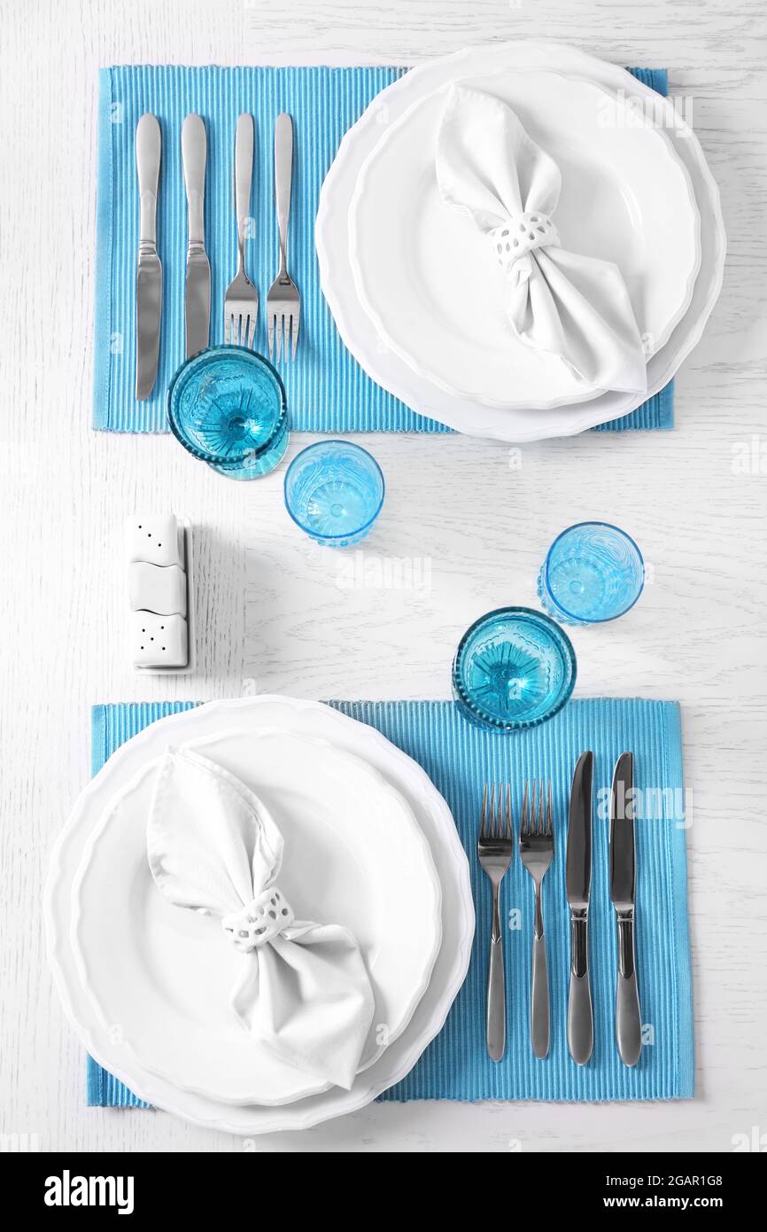 Beautiful table setting, close up Stock Photo - Alamy