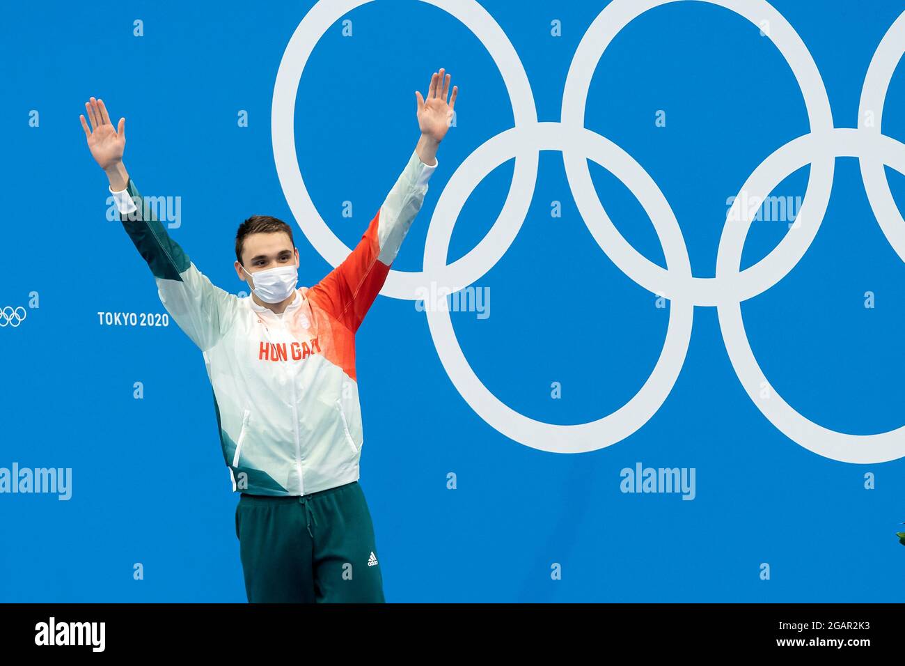 TOKYO, JAPAN - JULY 28: Kristof Milak of Hungary celebrates on the ...