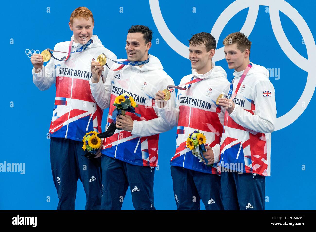 TOKYO, JAPAN - JULY 28: Tom Dean, James Guy, Matthew Richards and ...