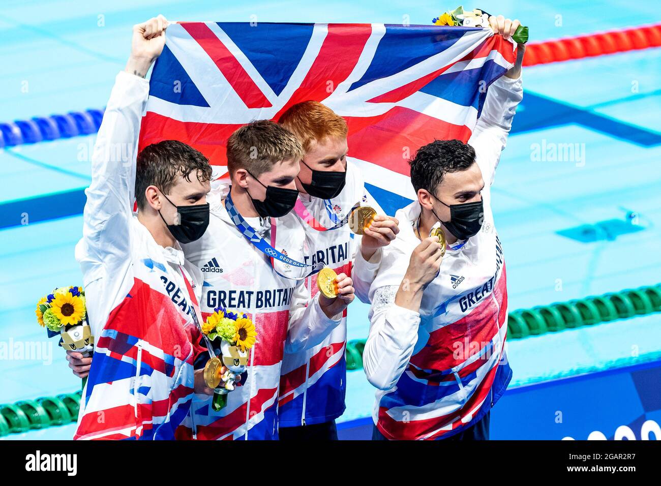 TOKYO, JAPAN - JULY 28: Tom Dean, James Guy, Matthew Richards and ...