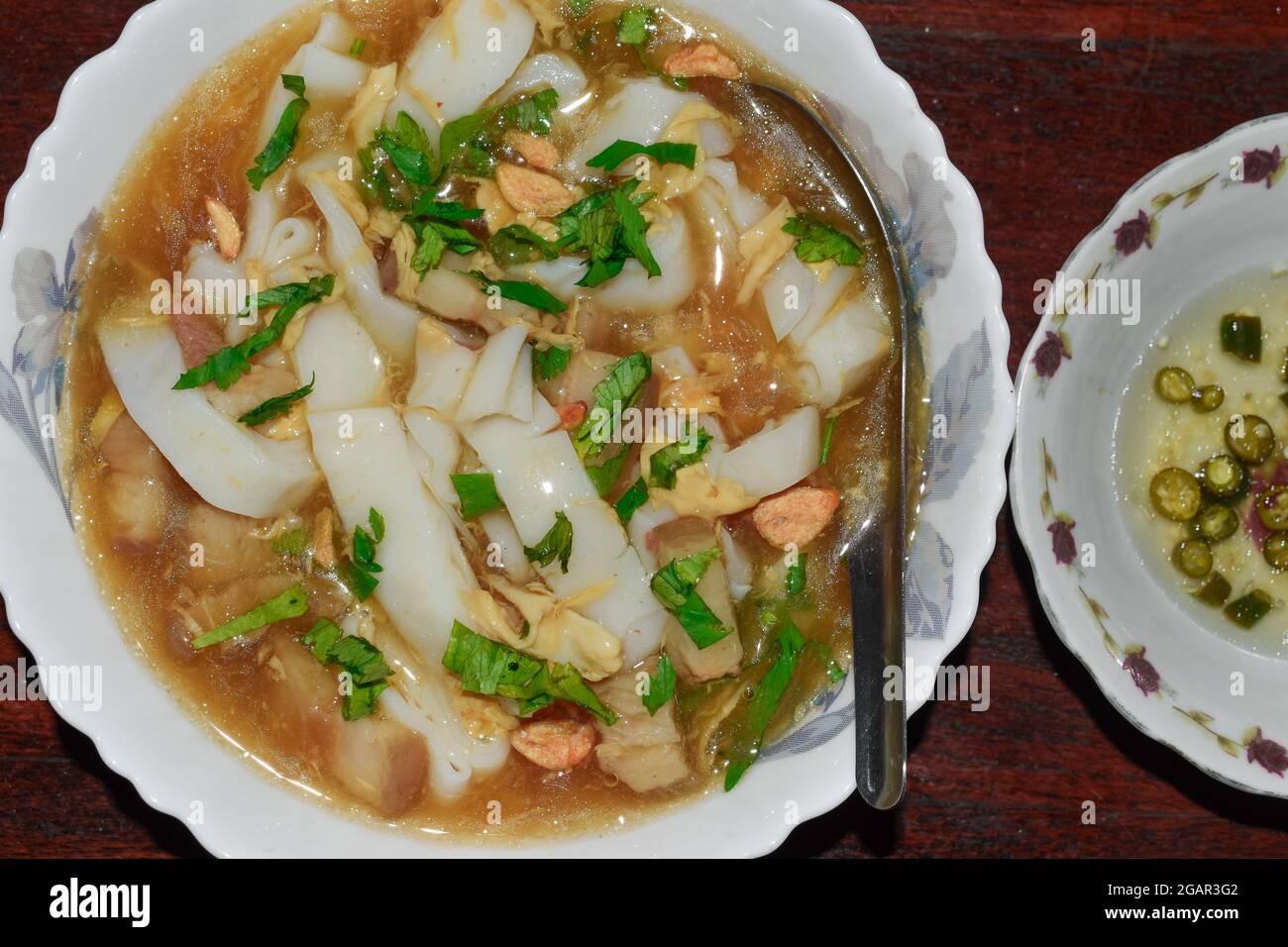 Myanmar homemade Lor Mee recipe with pork belly meat. It is a Chinese ...