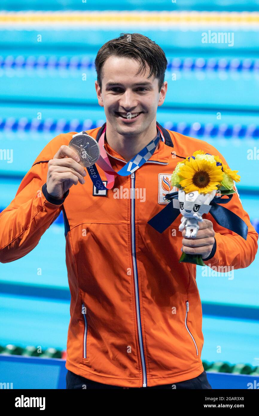 TOKYO, JAPAN - JULY 29: Arno Kamminga of Netherlands shows the silver ...