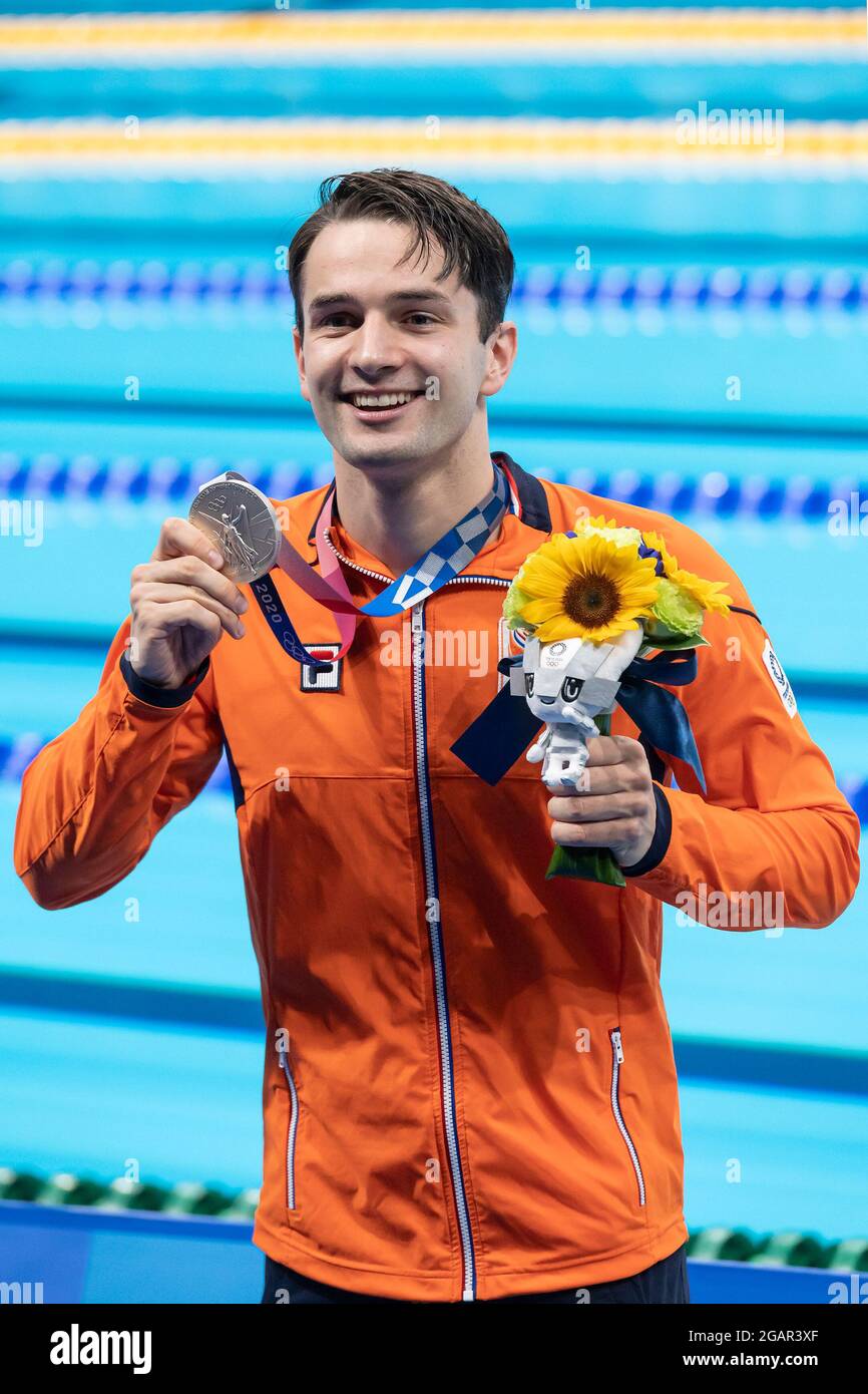 TOKYO, JAPAN - JULY 29: Arno Kamminga of Netherlands shows the silver ...