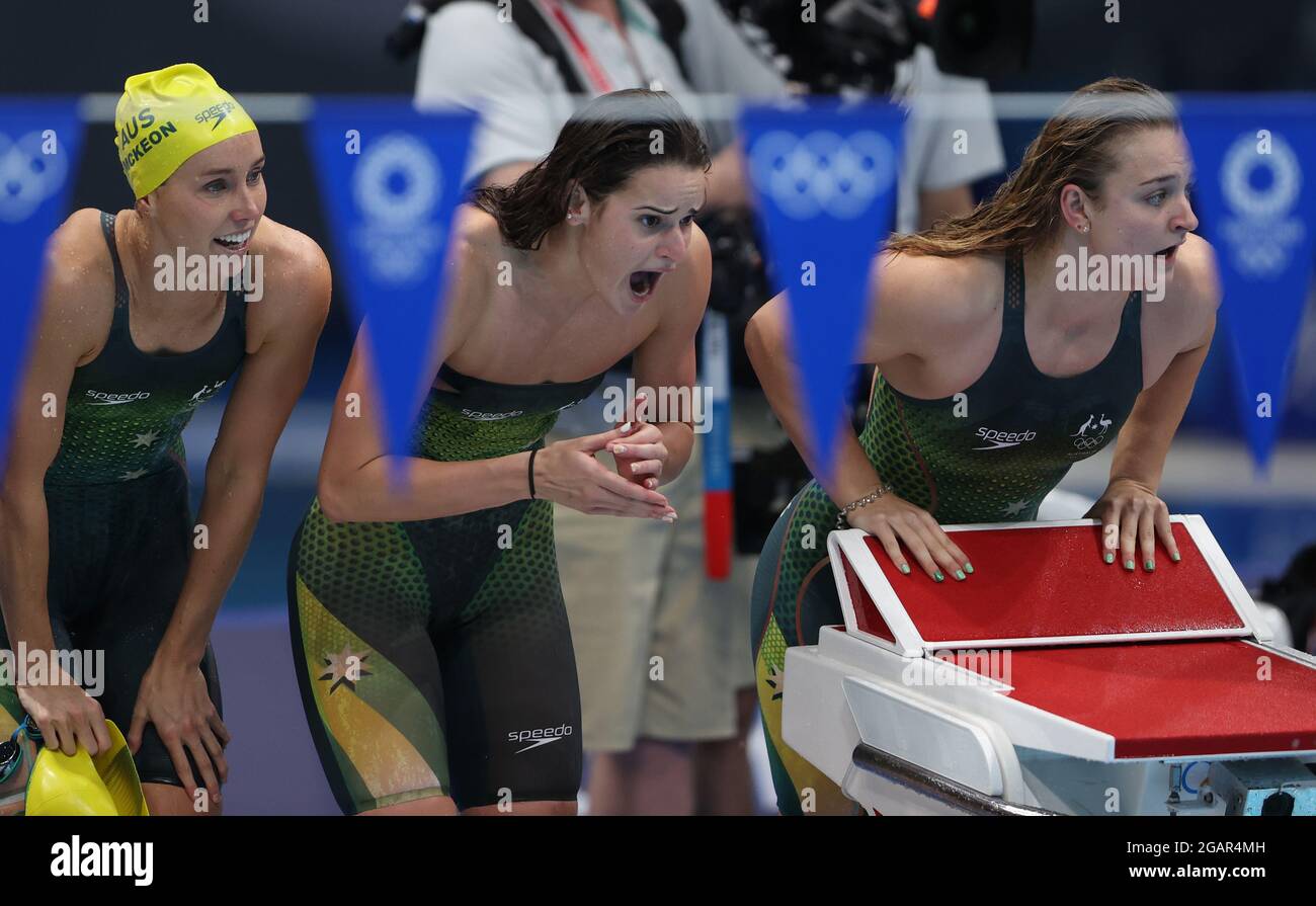 Tokio, Japan. 01st Aug, 2021. Swimming: Olympics, women, 4 x 100 m ...