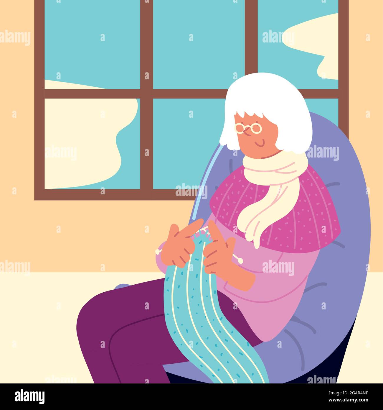 grandma knitting at home Stock Vector Image & Art - Alamy