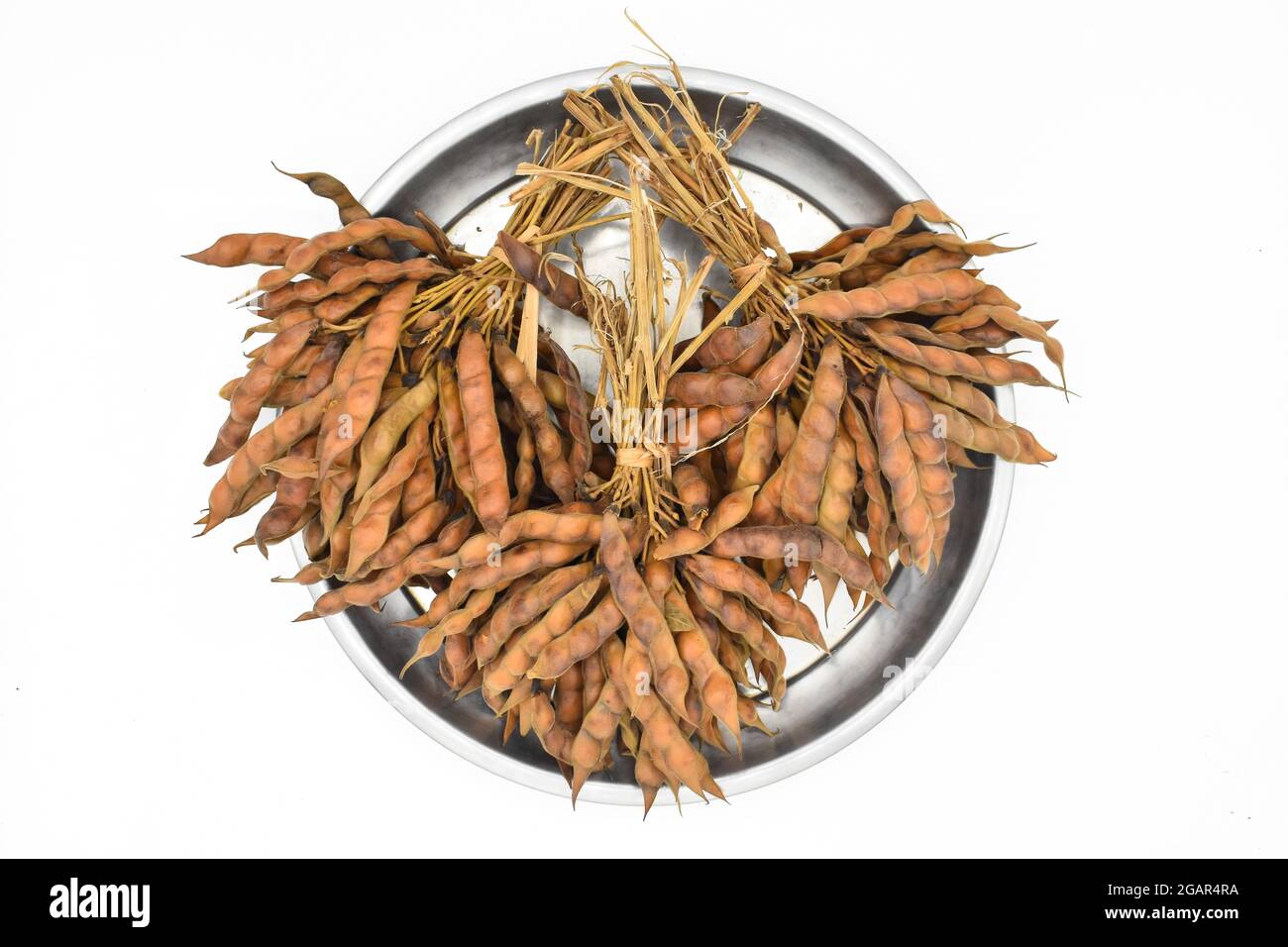 Myanmar or Burmese traditional street food, boiled pea bunches ...