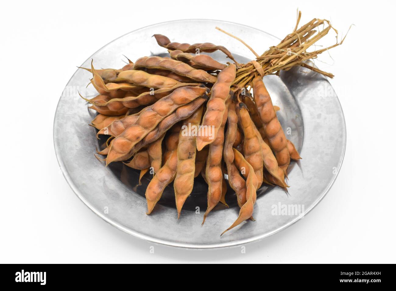 Myanmar or Burmese traditional street food, boiled pea bunches ...