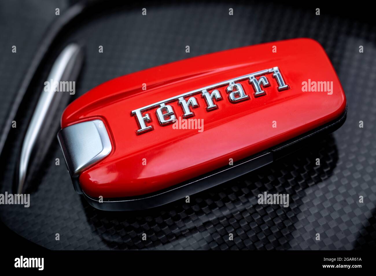 Ferrari Car Key on Carbon Fibre Stock Photo - Alamy