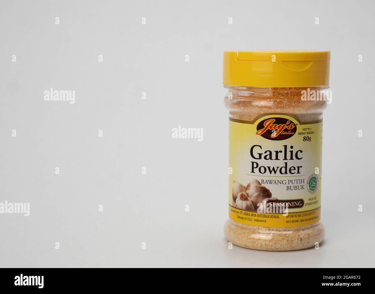Jakarta, Indonesia: August 1, 2021: Bottle of garlic powder isolated ...