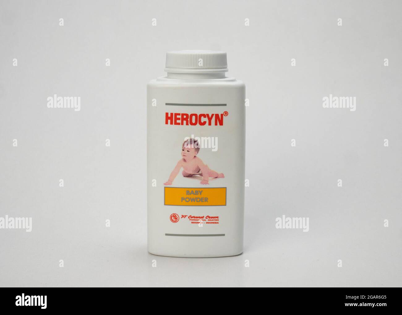 Jakarta, Indonesia-August 1, 2021: Herocyn baby powder bottle on a ...
