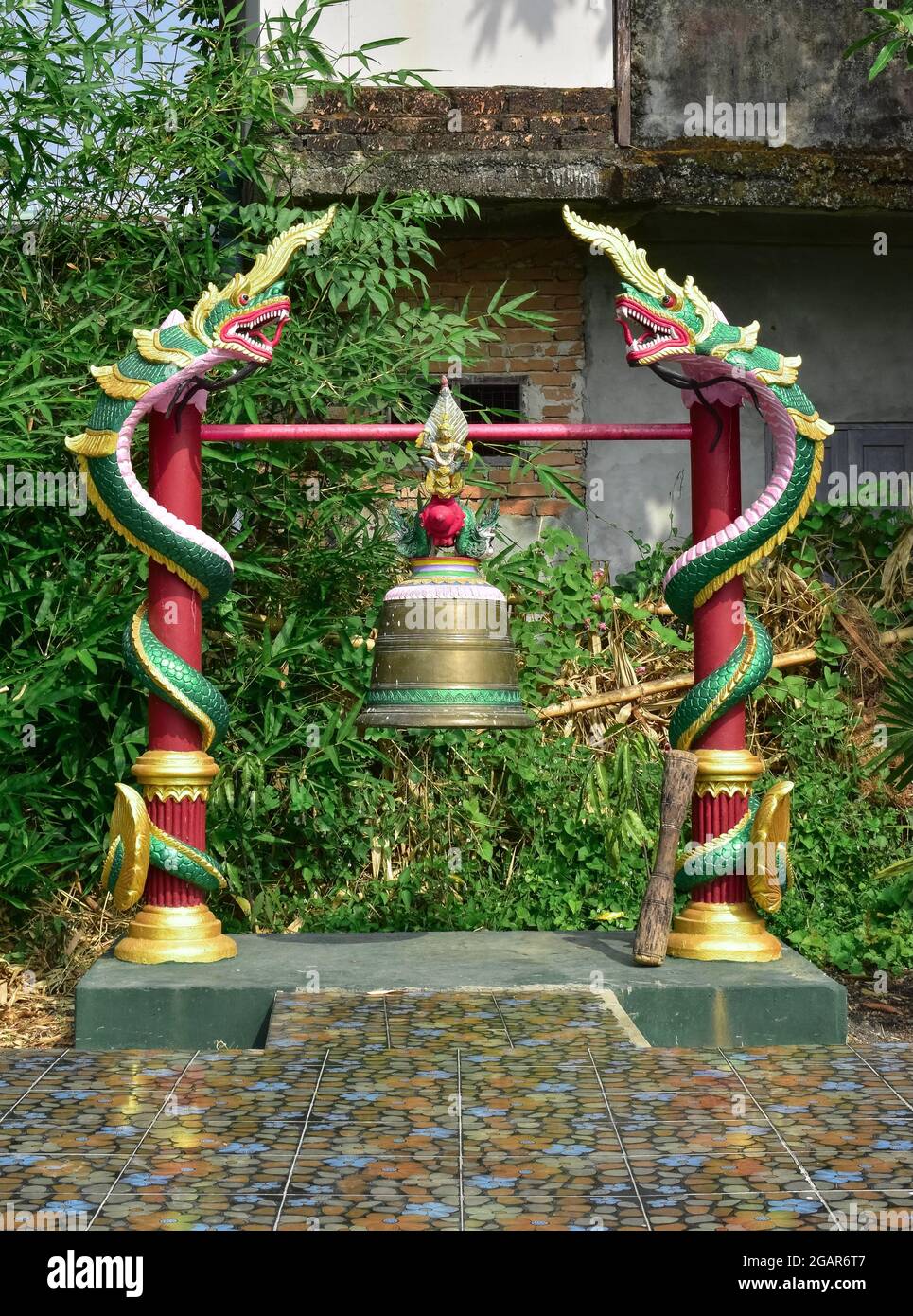 Copper metal bell in a Pagoda of Myanmar. Burmese traditional arts ...