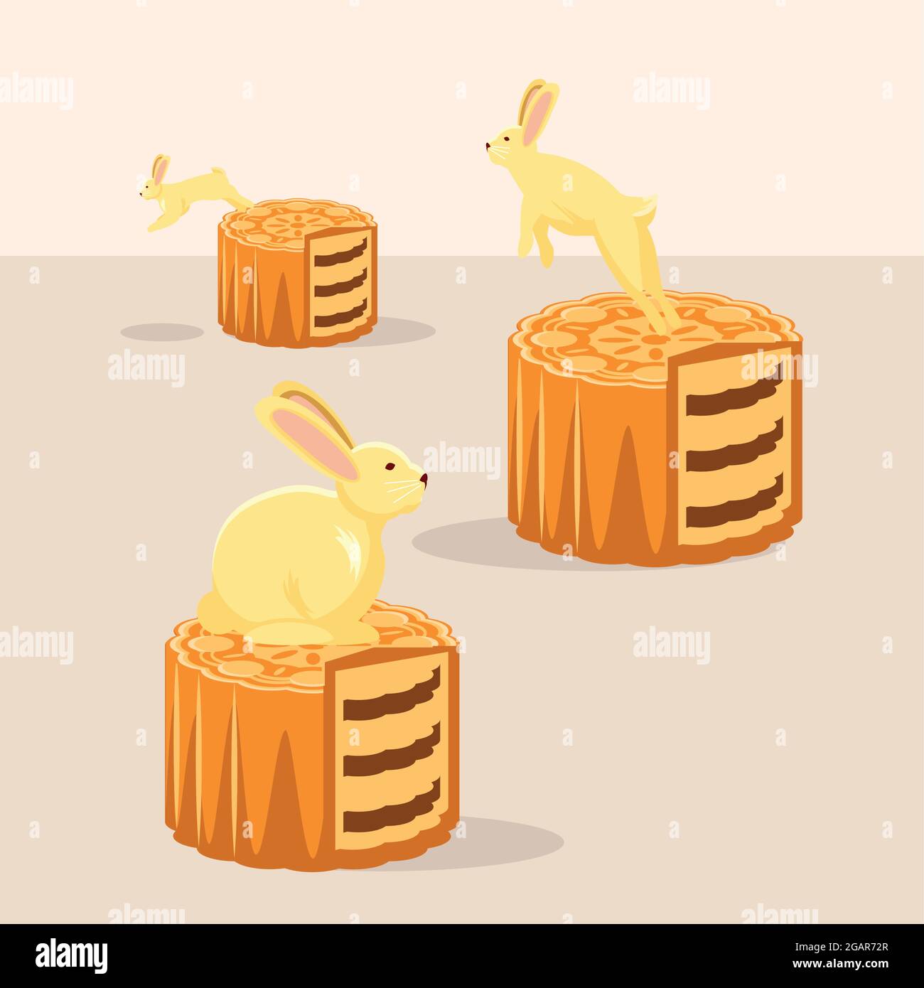 rabbits and mooncake dessert Stock Vector Image & Art - Alamy
