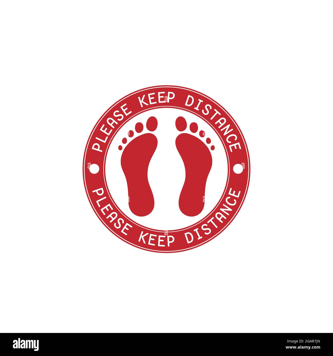 foot sign with the inscription please keep your distance. Flat Style ...