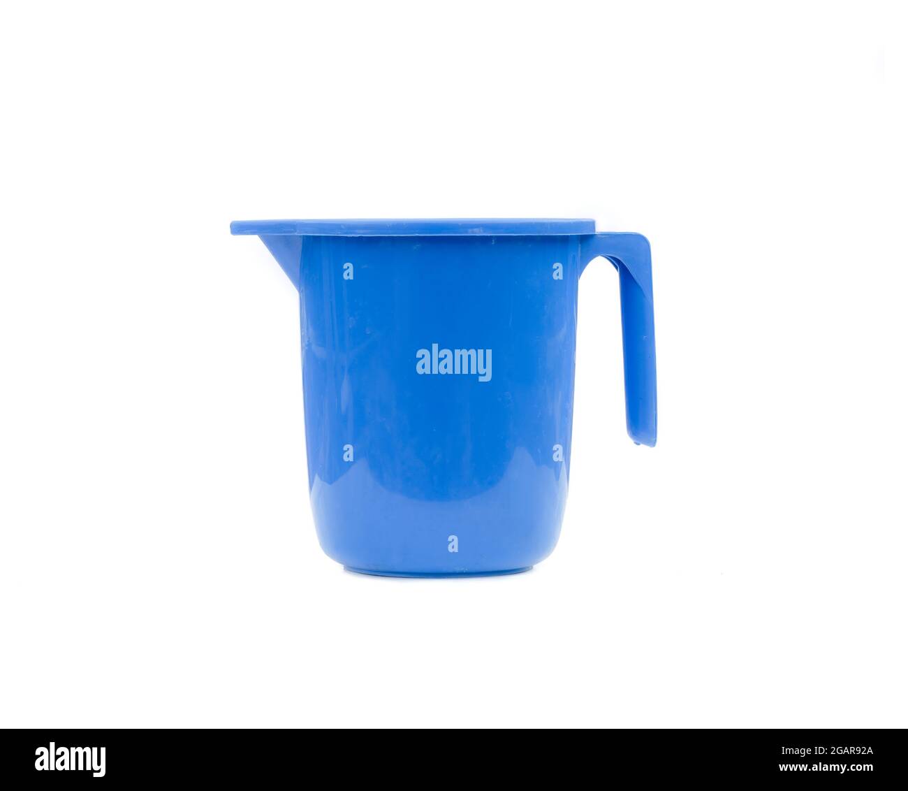 Blue plastic mug with reflection on isolated white background Stock ...