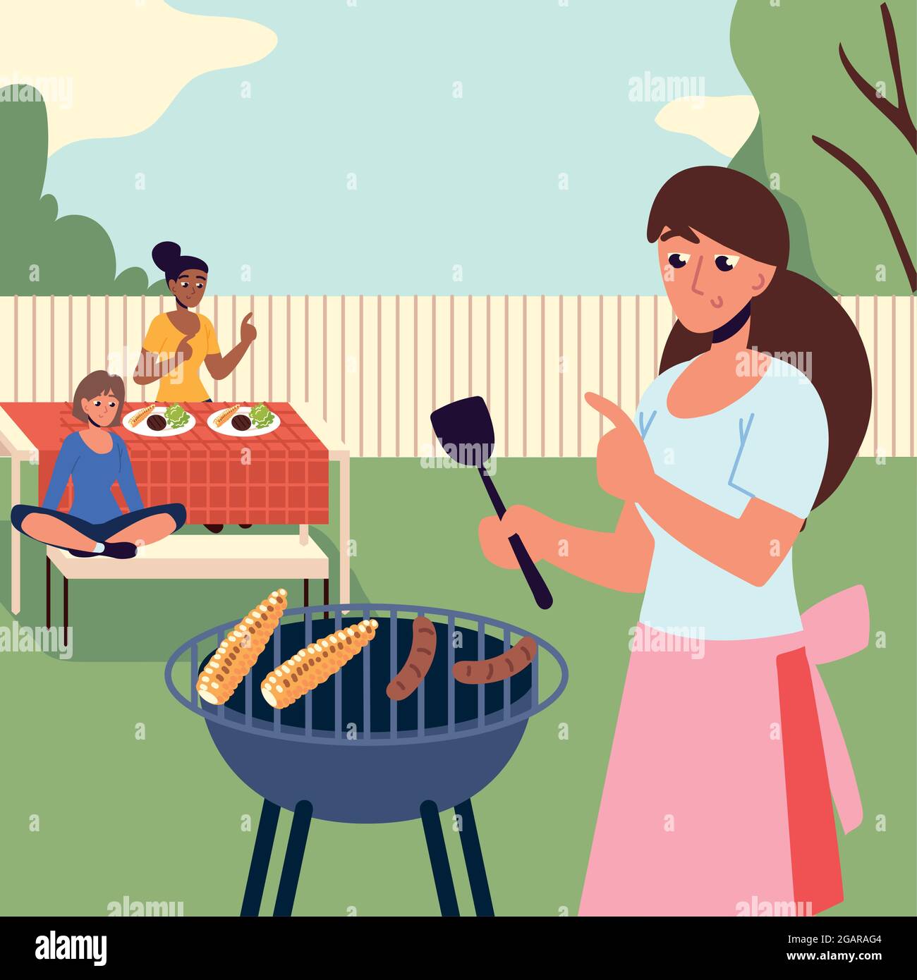 Barbecue women Stock Vector Images - Alamy