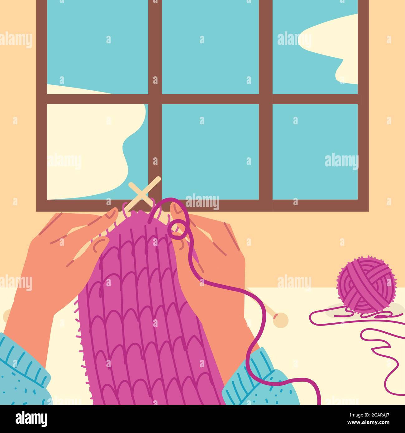 hand weaving pink scarf Stock Vector Image & Art - Alamy
