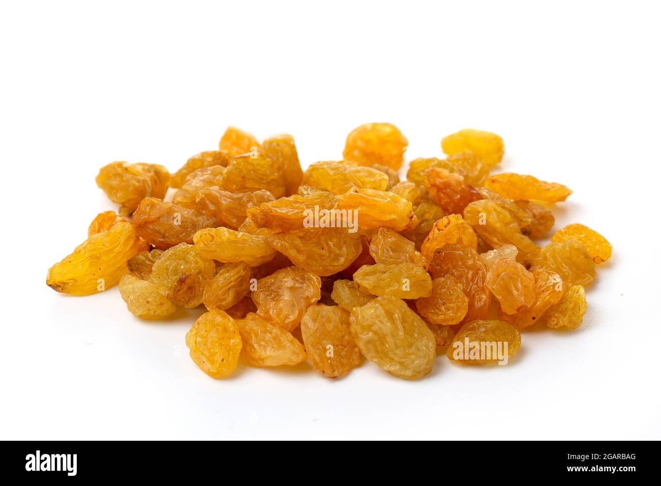 Yellow sweet raisins, dried grapes, isolated on white background Stock ...
