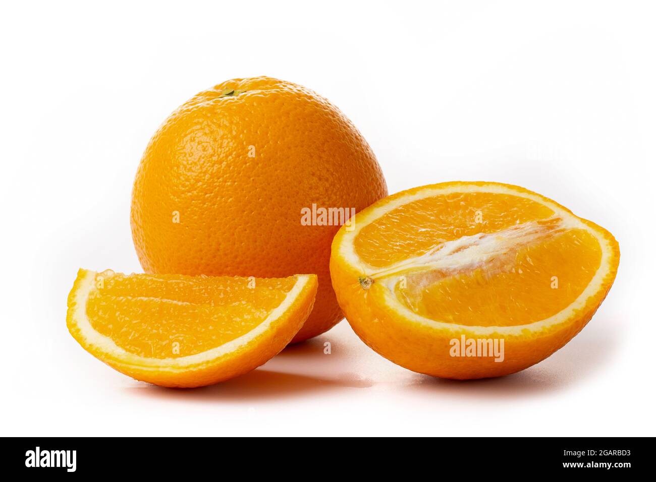 One orange fruit with orange slices isolated on white background Stock ...