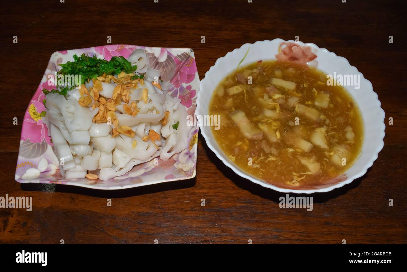 Myanmar homemade Lor Mee recipe with pork belly meat. Lor mee is a ...