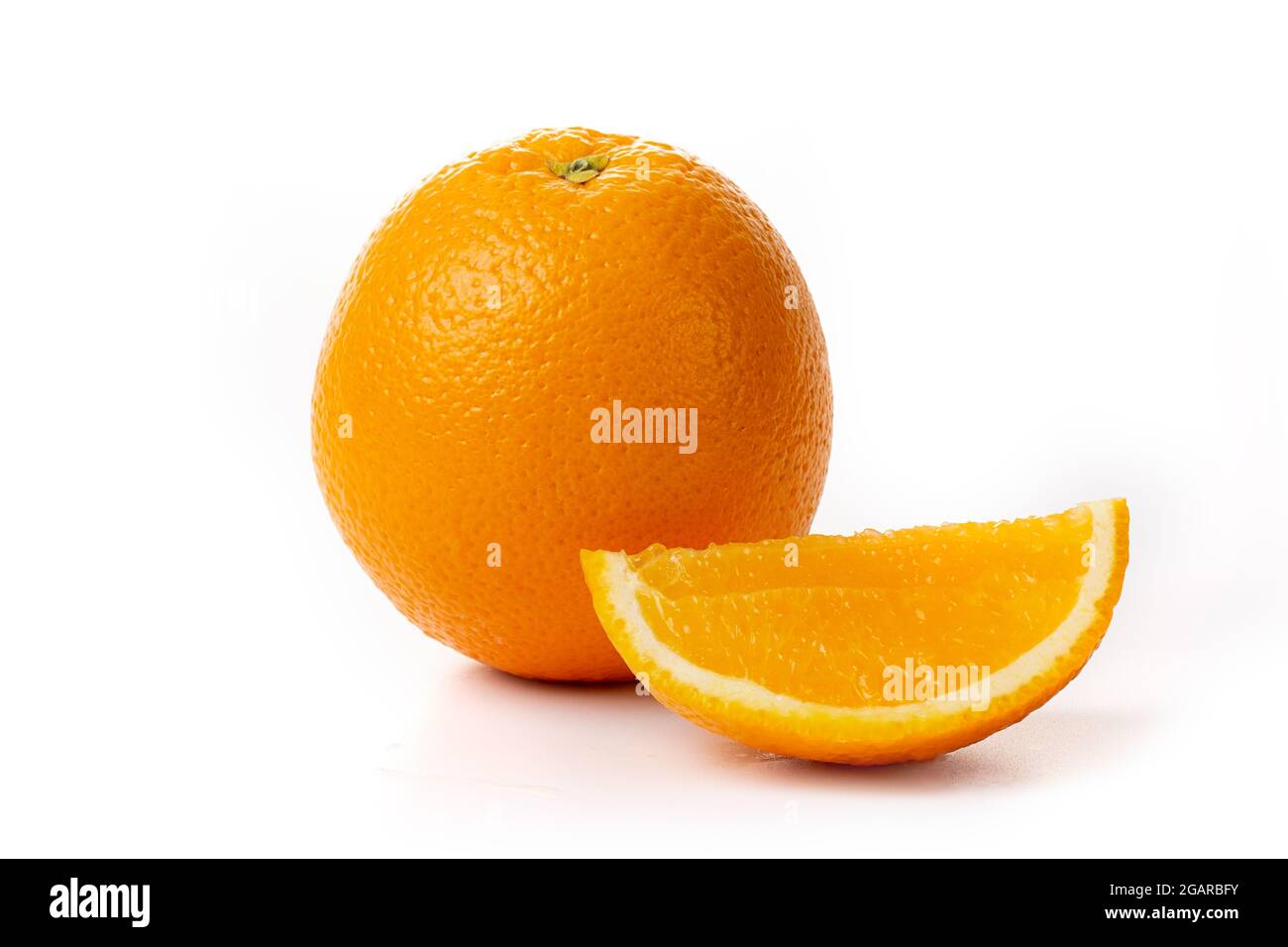 One orange fruit with orange slices isolated on white background Stock ...