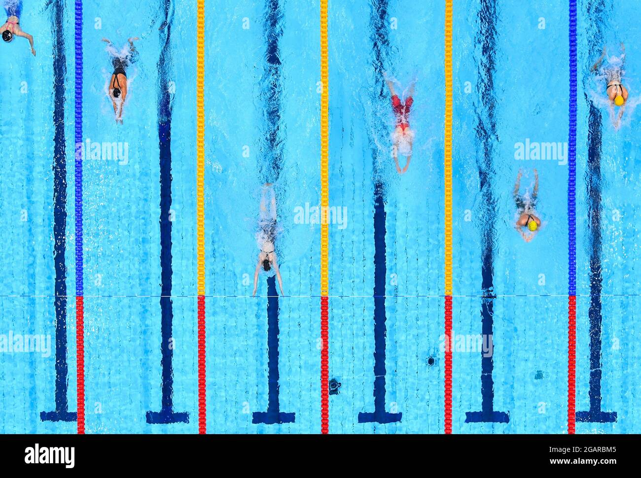 Tokyo, Japan. 1st Aug, 2021. Swimmers compete during the women's 4X100m ...