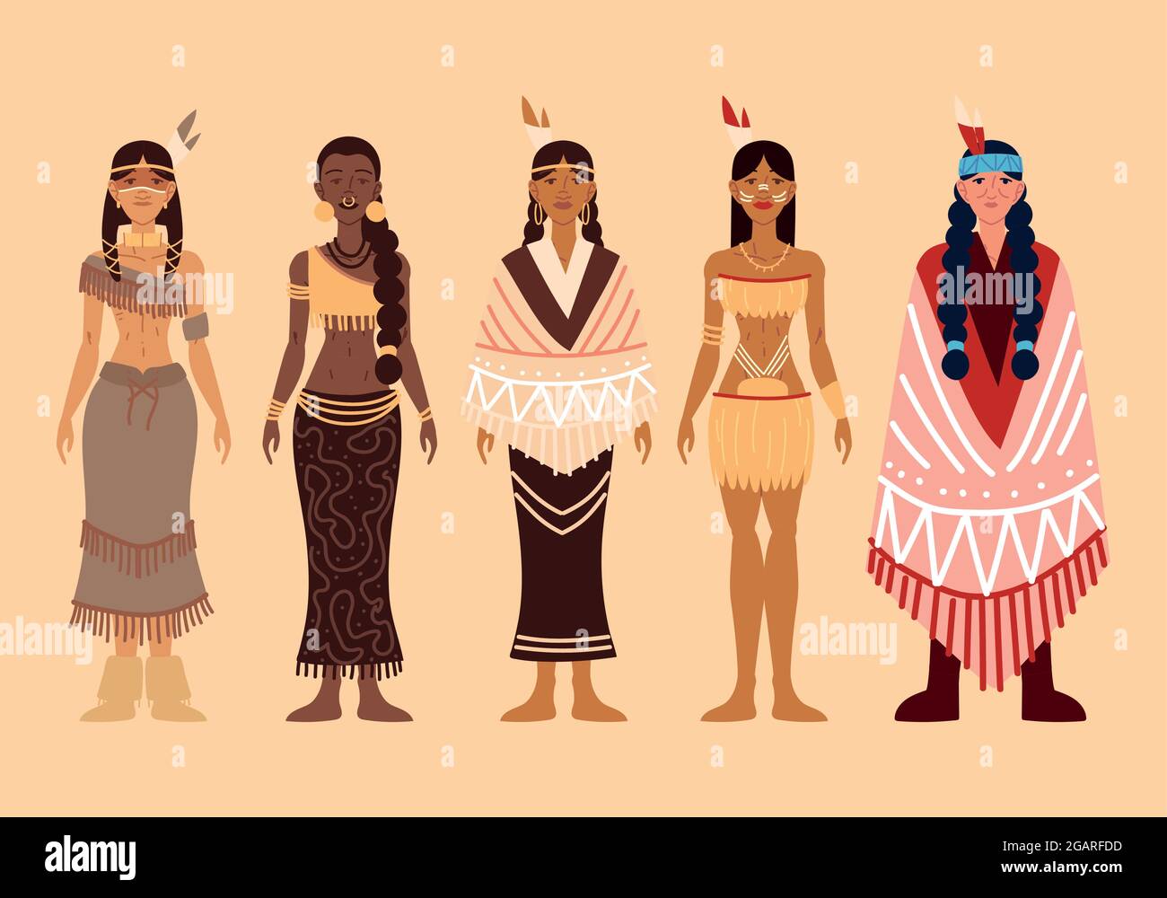 group indigenous female Stock Vector Image & Art - Alamy