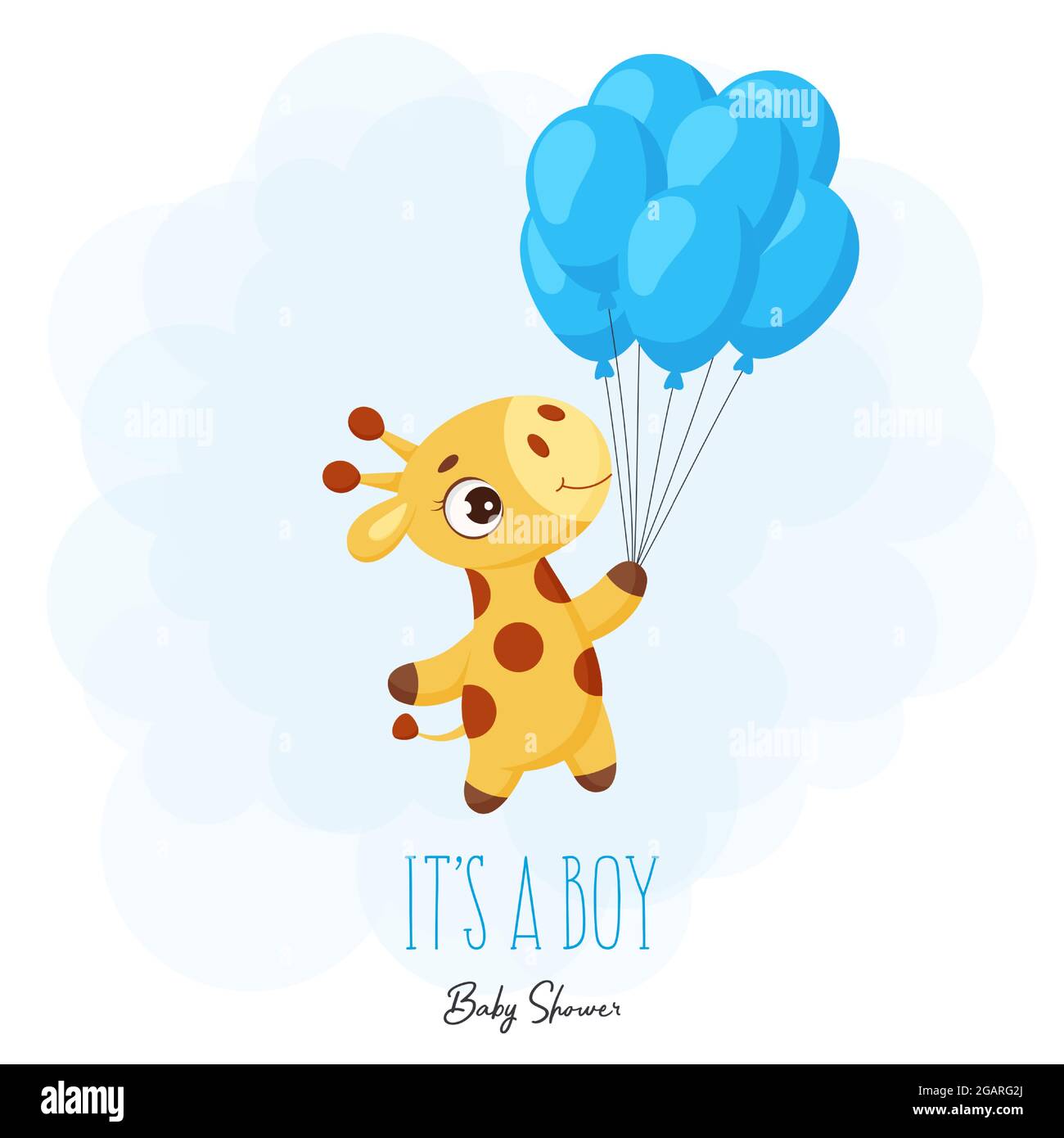 Blue Baby Giraffe Cartoon