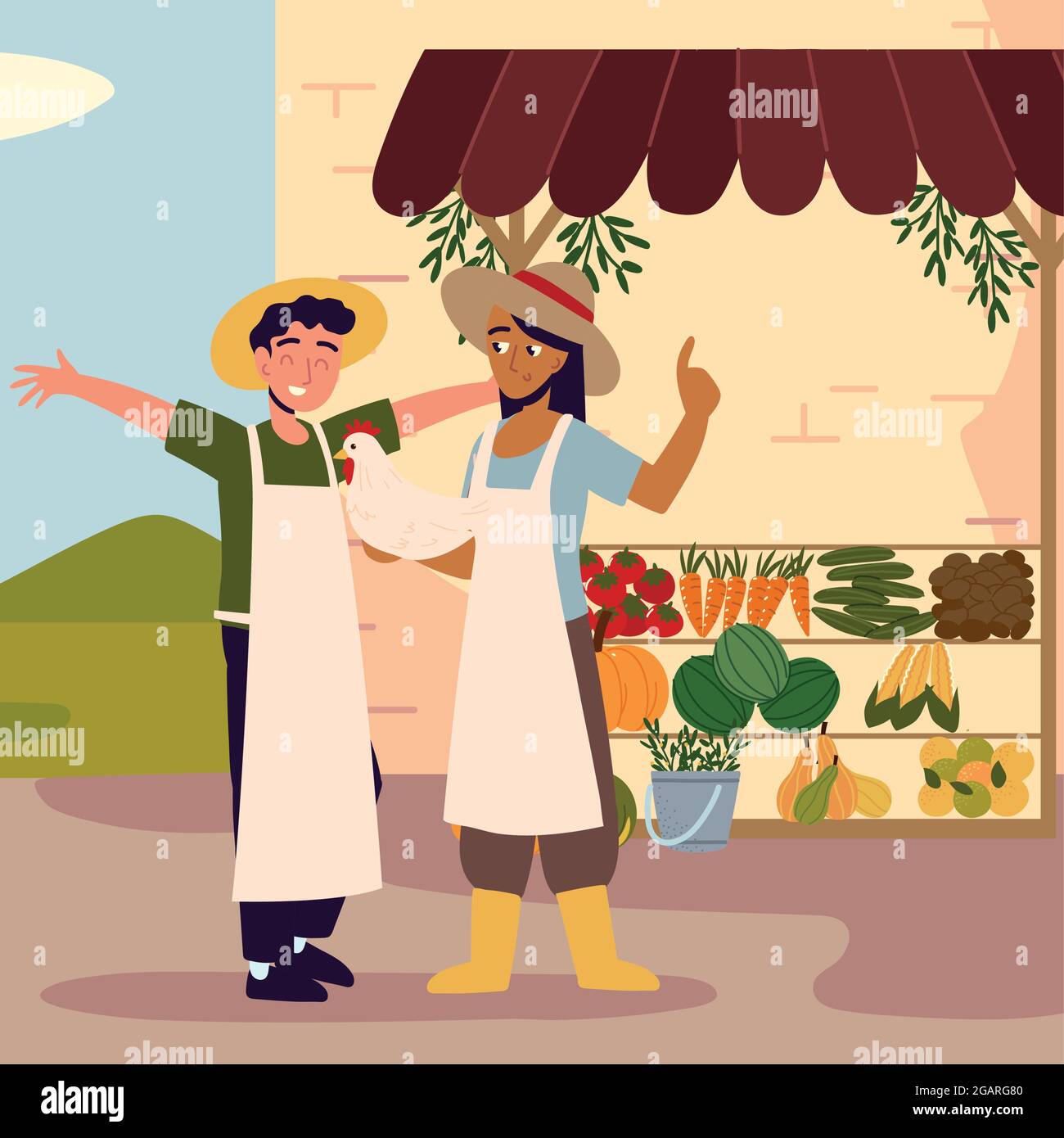 Selling vegetables market in Stock Vector Images - Alamy