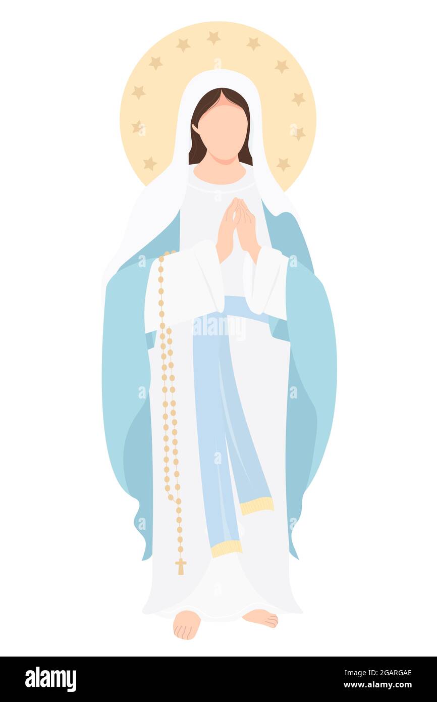 Most Holy Theotokos the Queen of Heaven. The Virgin Mary stands with ...