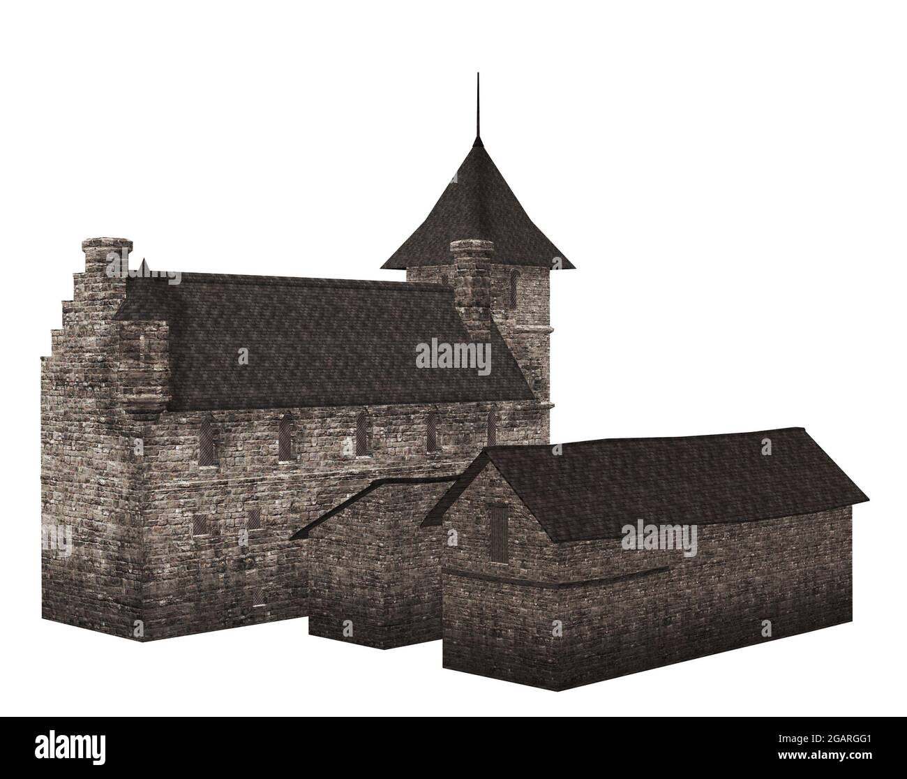 Ancient building made of stone digitally rendered 3d illustration Stock ...