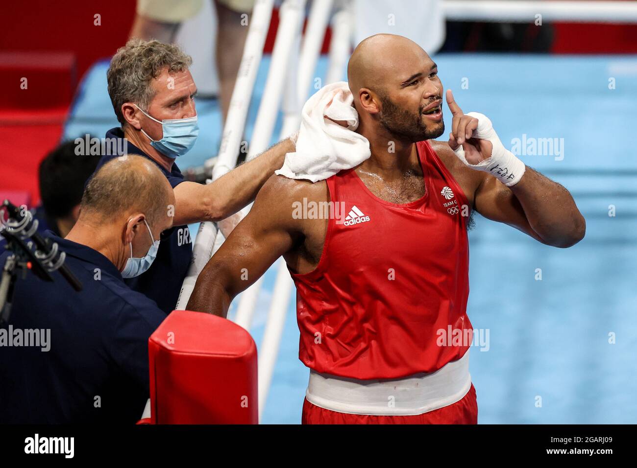 Tokyo. 1st Aug, 2021. Frazer Clarke of Great Britain celebrates after ...