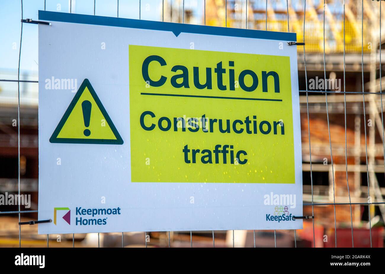 'Caution Construction Traffic' KeepMoat Homes new housing development ...