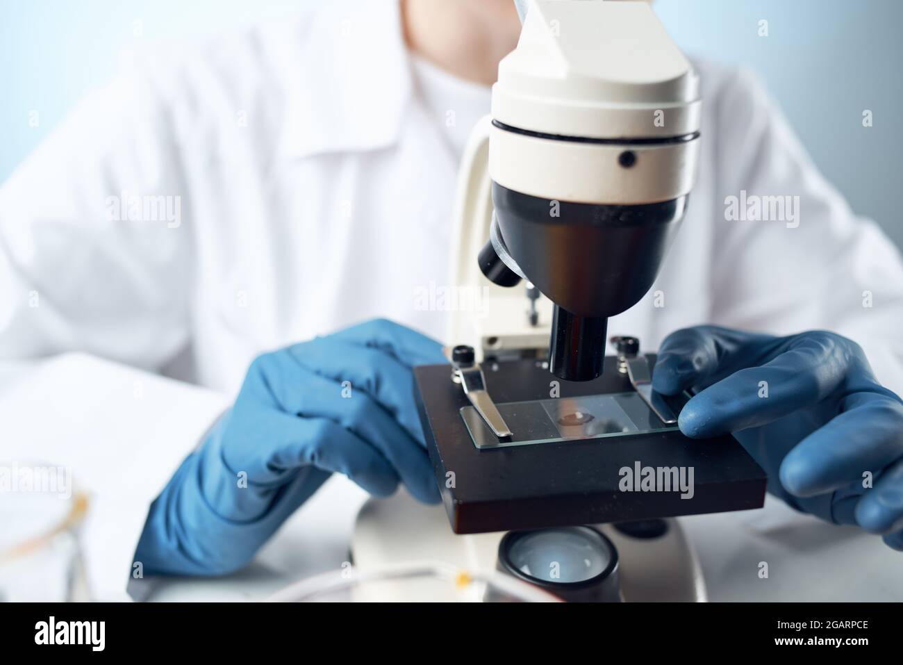 woman scientist laboratory microscope research Stock Photo - Alamy