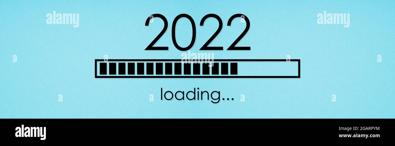 new year 2022 loading bar in minimalist web banner Stock Photo - Alamy