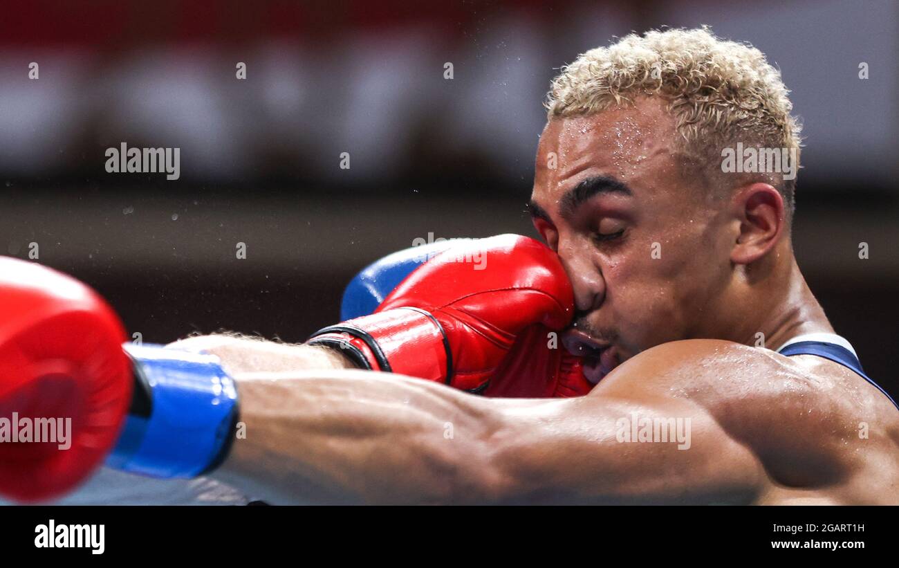Tokyo, Japan. 1st Aug, 2021. Imam Khataev of ROC competes against ...
