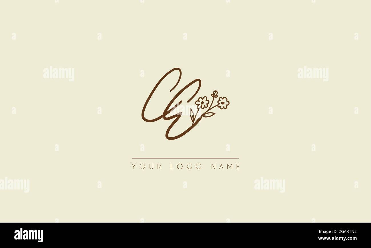 Initial letter CE Or EC Signature handwritten wedding botanical floral ...