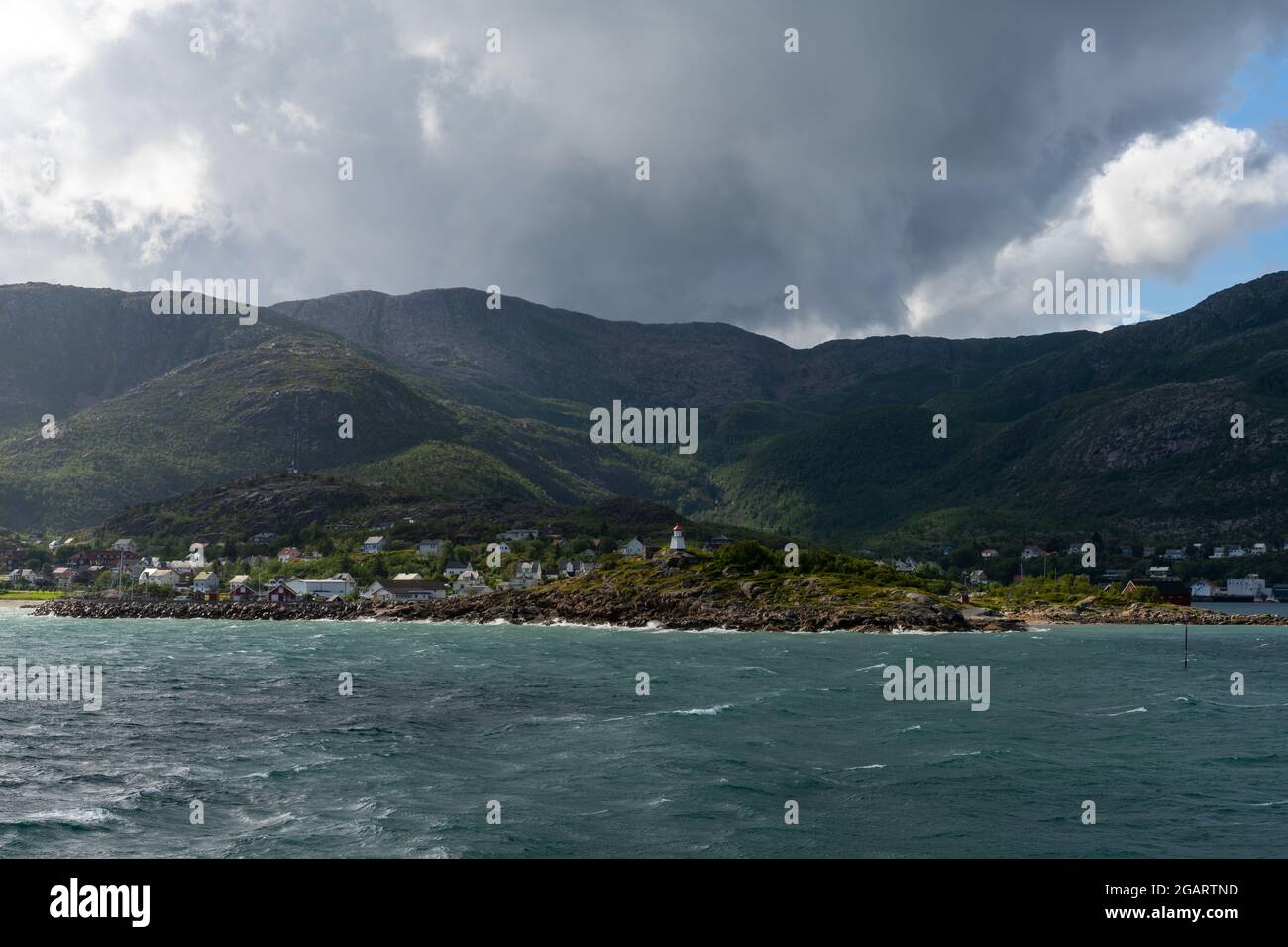 The Atlantic Ocean with Hjertholmen Island and the Lofoten Islands of ...