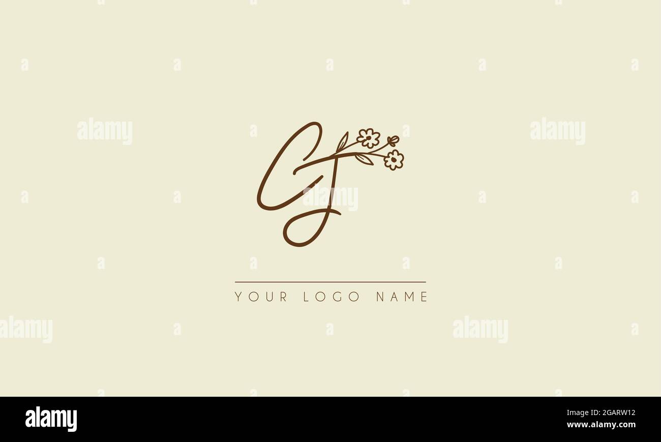 Initial letter CJ Or JC Signature handwritten wedding botanical floral ...