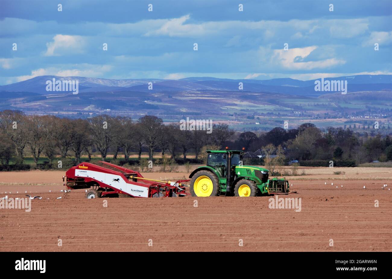 Tractor and potato planting machine hi-res stock photography and images ...