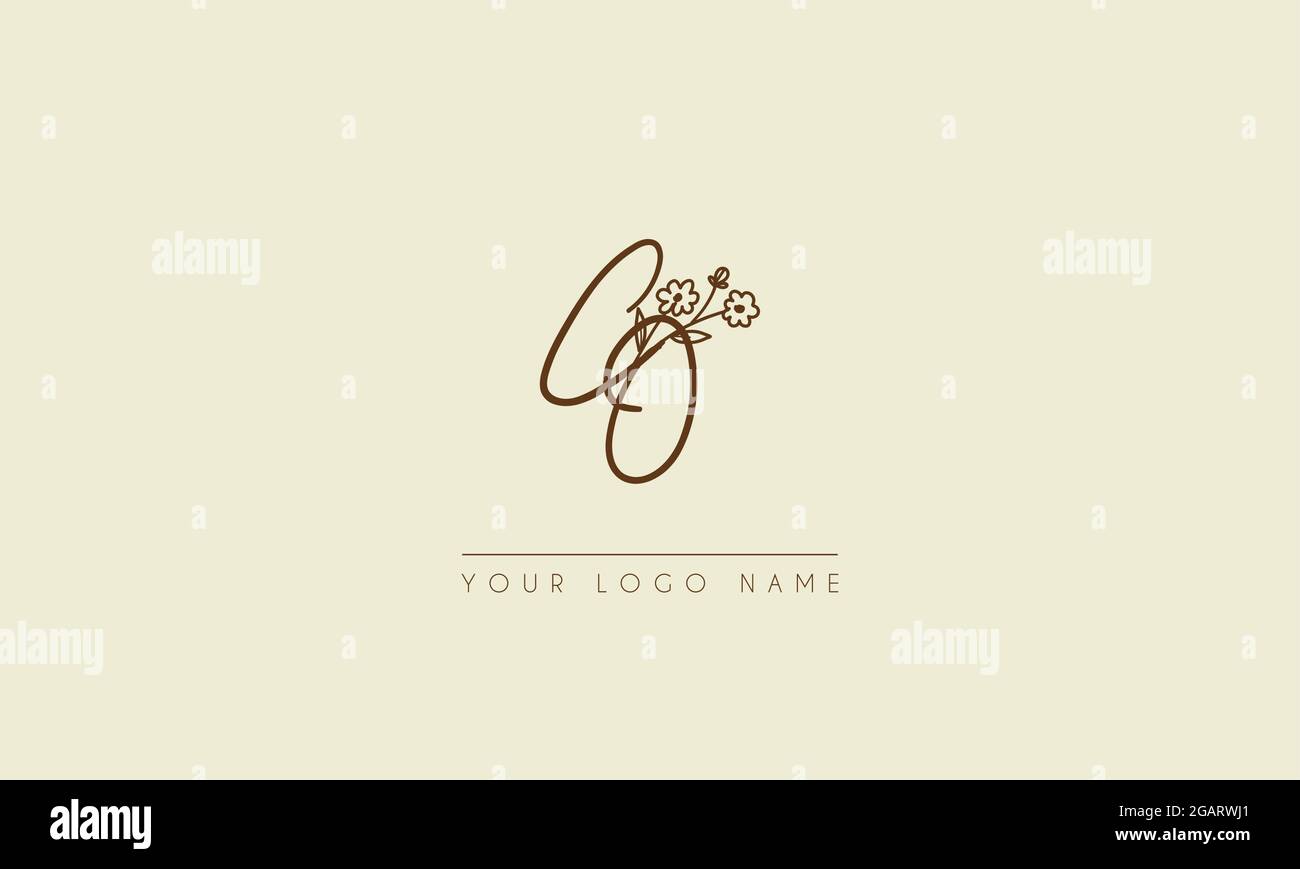 Initial letter CO Or OC Signature handwritten wedding botanical floral ...