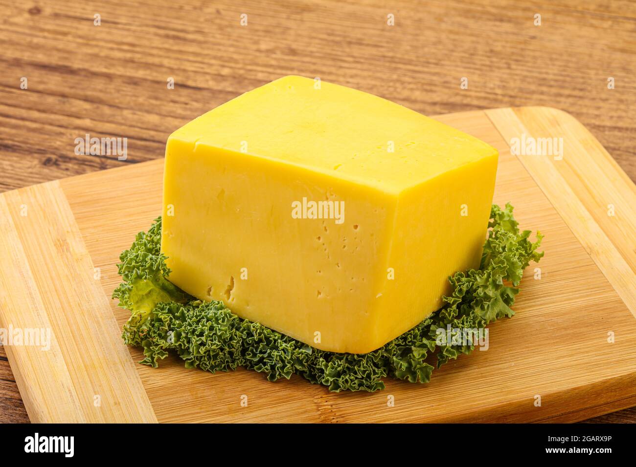 Yellow tilsiter cheese dairy product brick Stock Photo - Alamy
